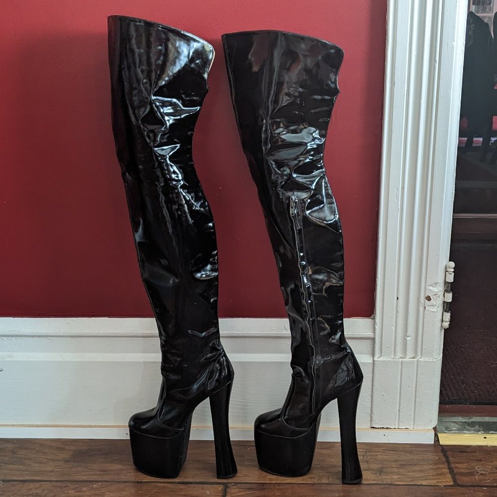 Ritual Fetish Genuine Patent Leather Crotch-High Plat… - Gem